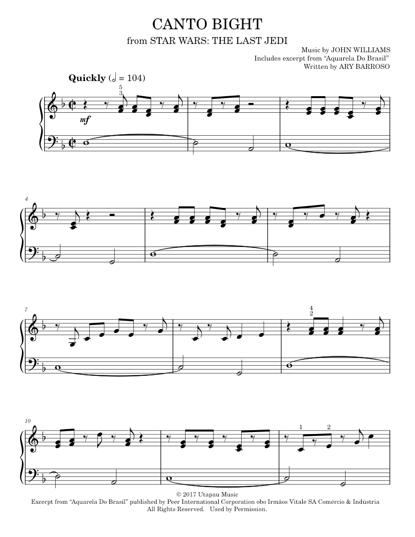 Play Official version of Canto Bight sheet music by John Williams for ...