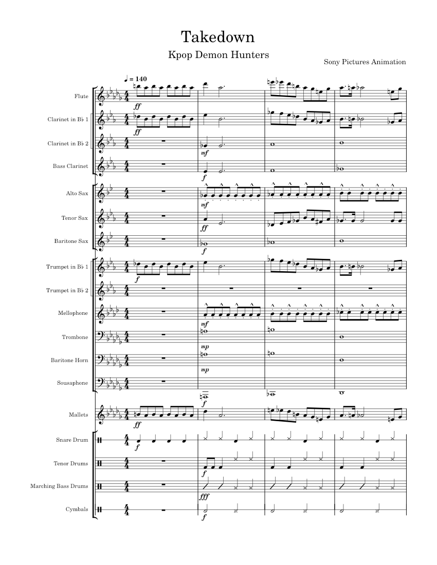 Takedown - Kpop Demon Hunters – TWICE Sheet Music for Trombone, Tuba ...