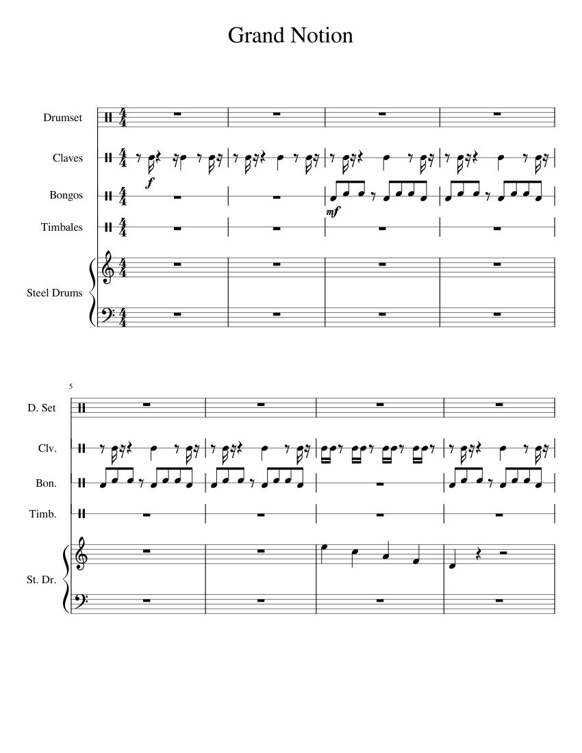 Grand Notion Sheet music for Drum group, Bongo, Claves, Steel drums ...