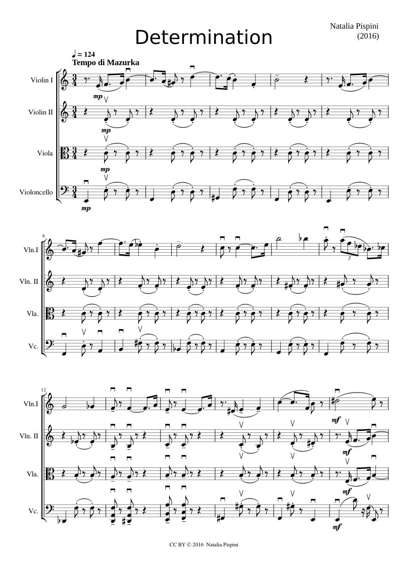Determination - Natalia Pispini Sheet music for Violin, Viola, Cello ...