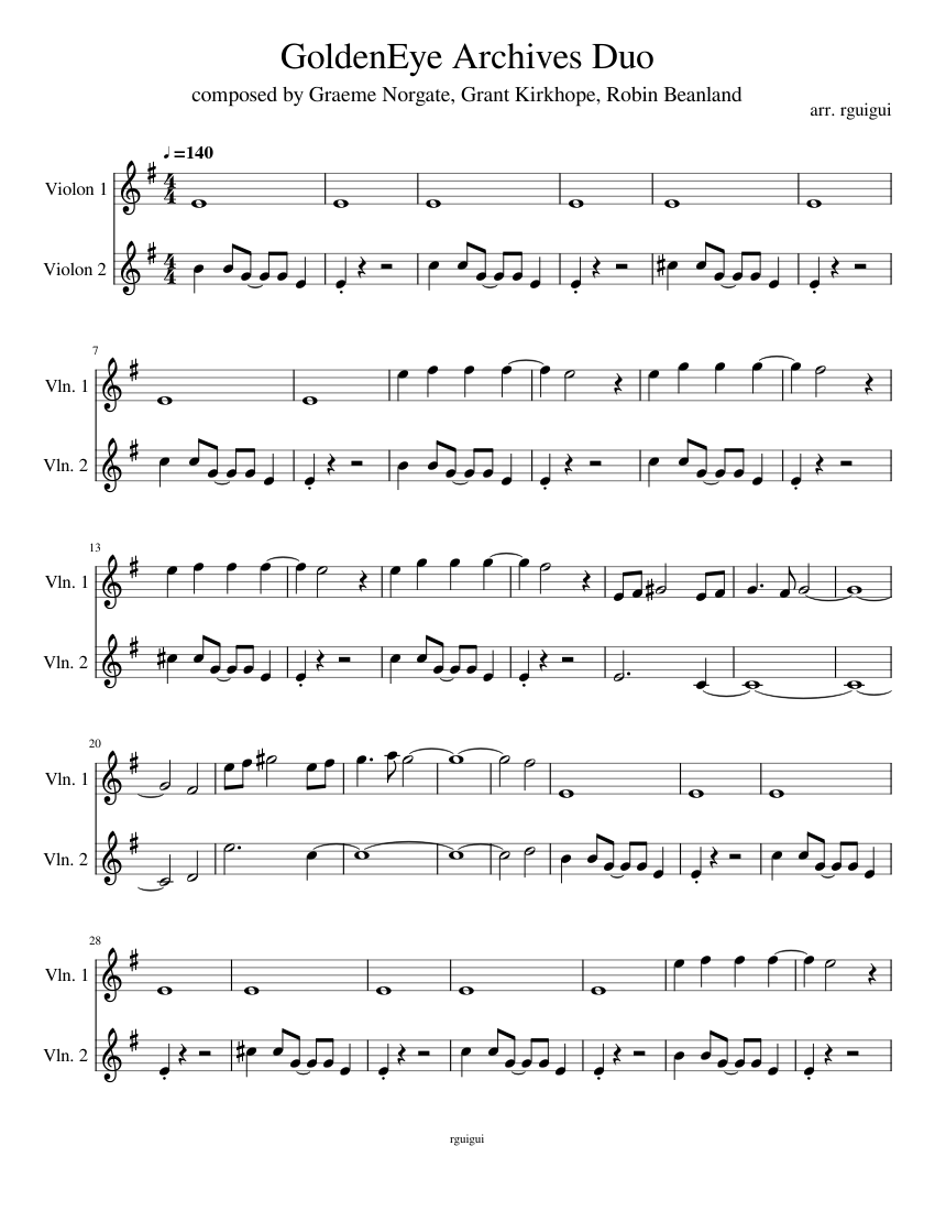 GoldenEye Archives Duo Sheet music for Violin (String Duet) | Musescore.com