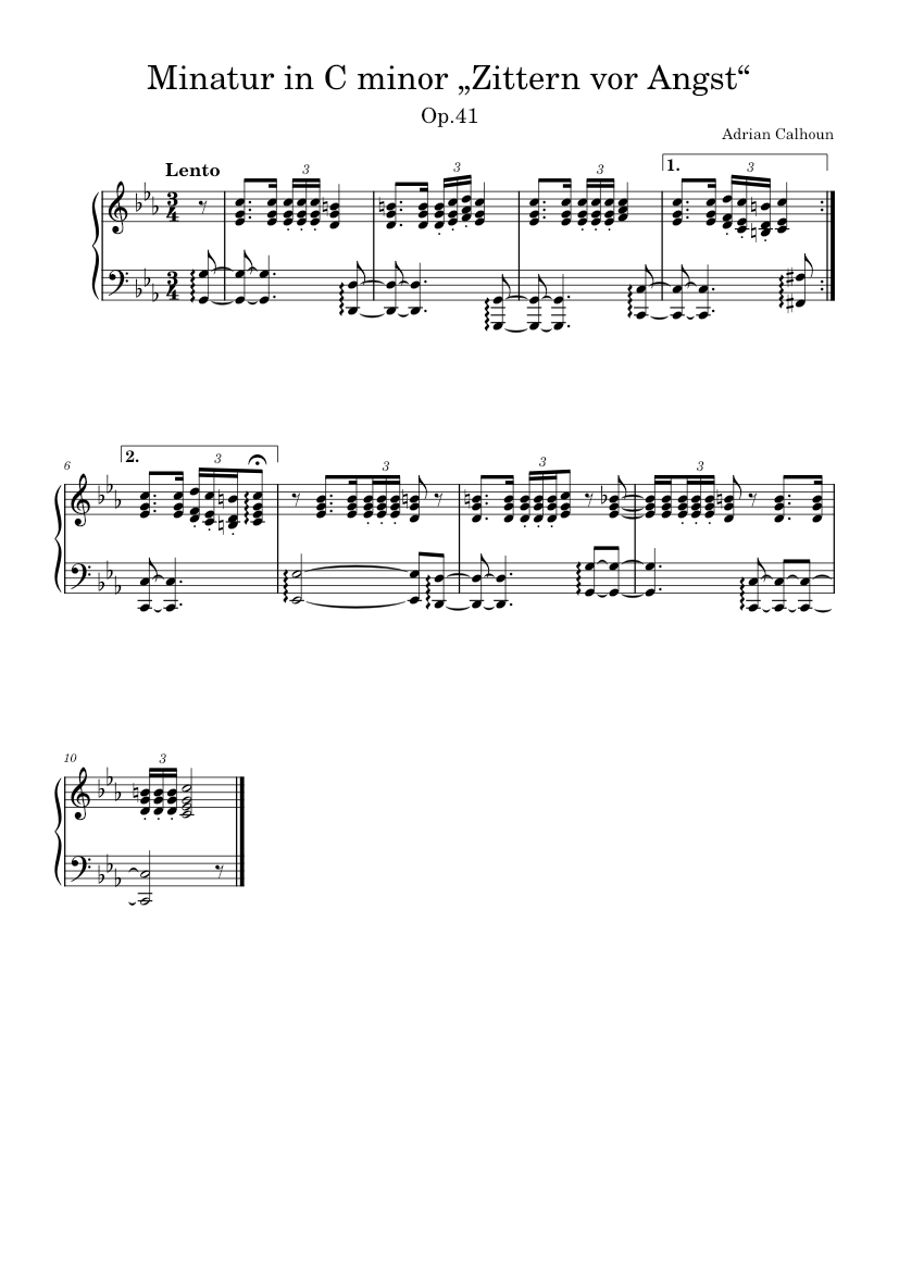 Minatur in C minor „Zittern vor Angst“ Op.41 Sheet music for Piano ...