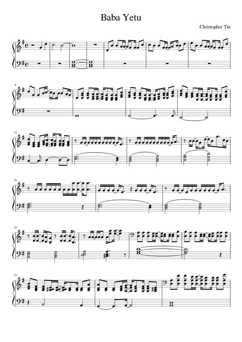 Baba Yetu simplified Sheet Music for Piano (Solo) | MuseScore.com