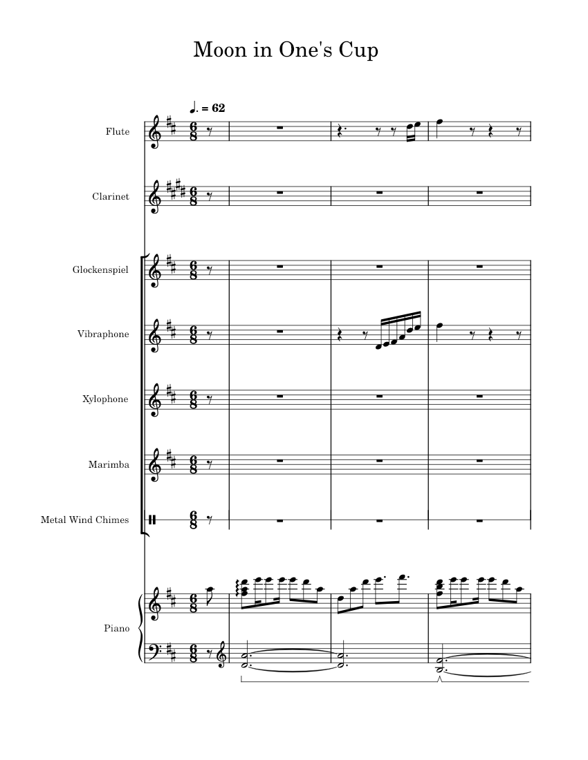 Moon in One's Cup Sheet music for Piano, Flute, Vibraphone ...