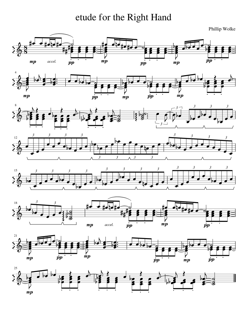 etude for the Right Hand Sheet music for Piano (Solo) | Musescore.com