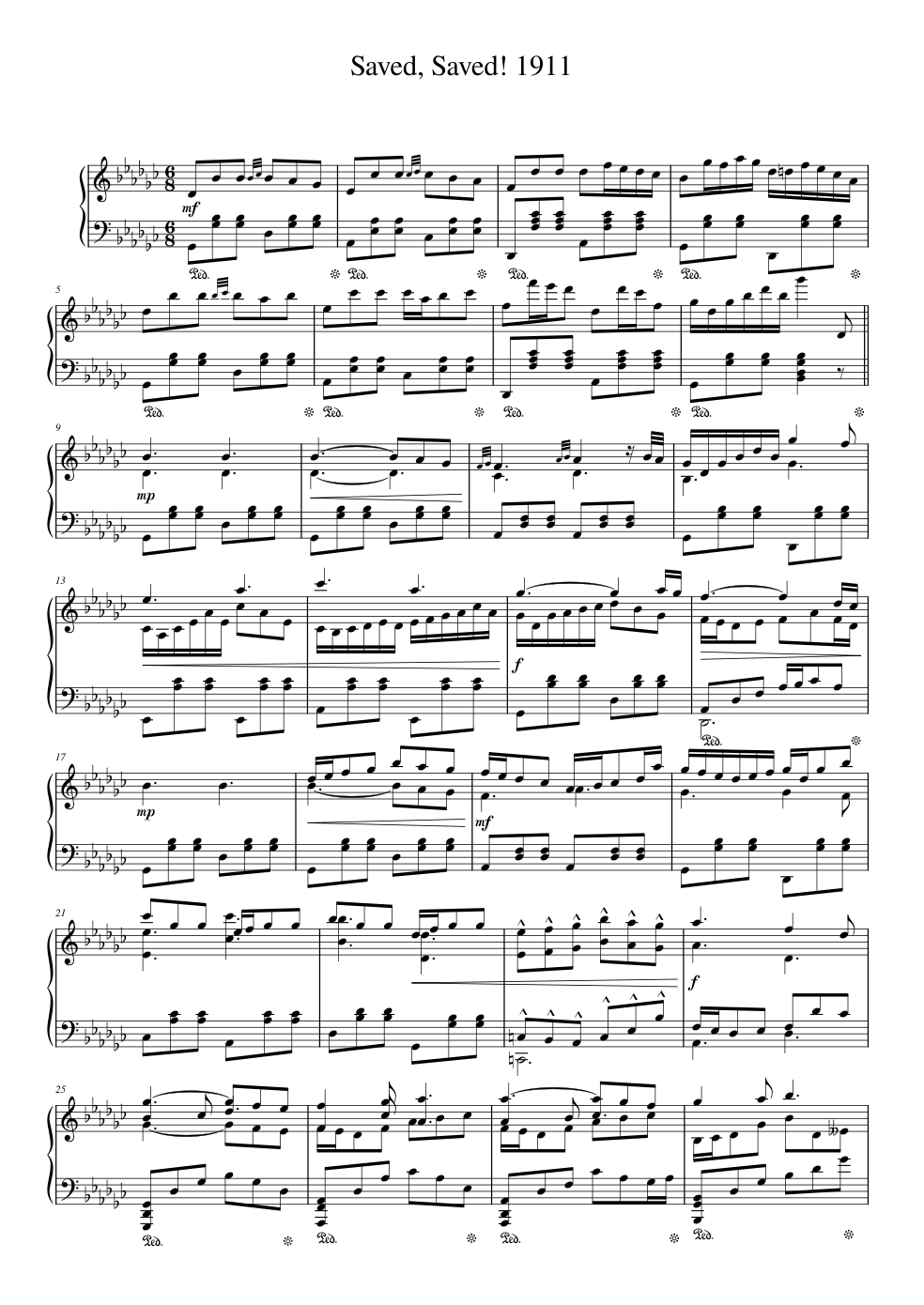 Saved, Saved! – Jack P. Scholfield 1911 Sheet music for Piano (Solo ...