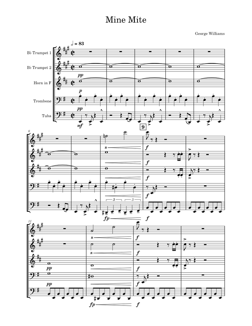 Mine Mite Sheet music for Trombone, Tuba, Trumpet in b-flat, French ...