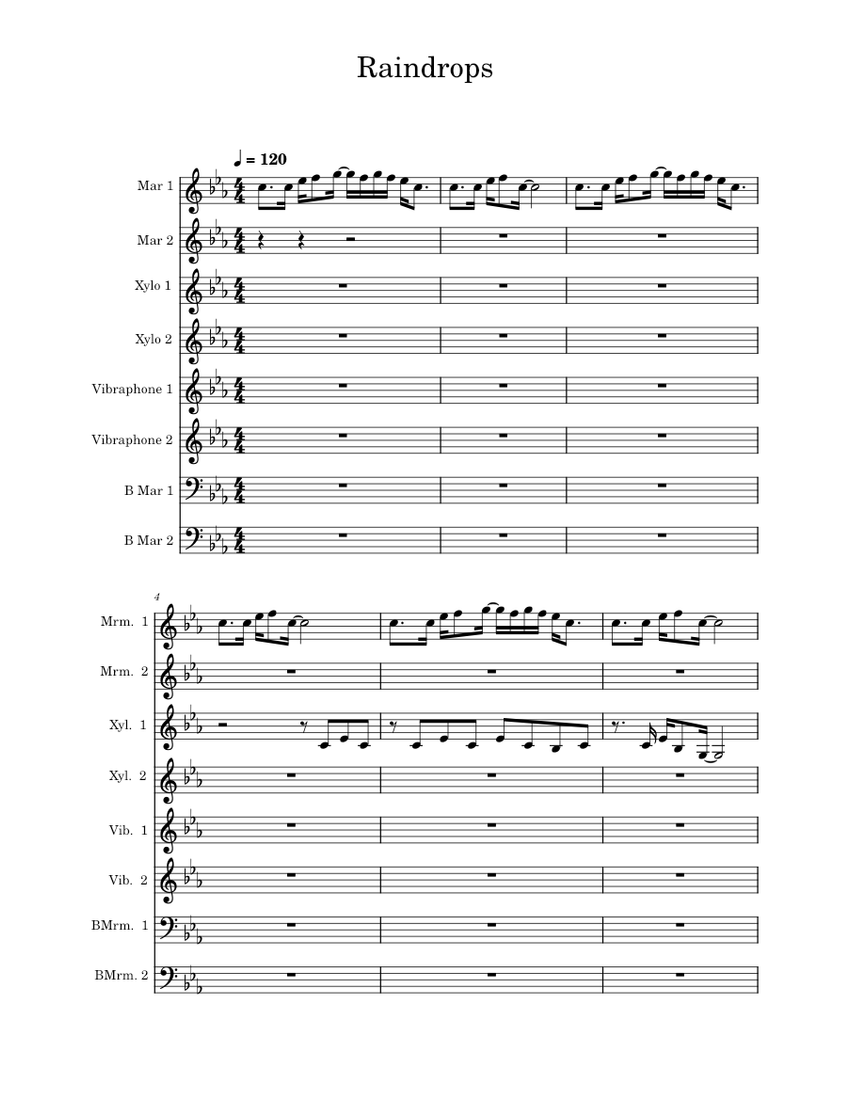 Raindrops Sheet music for Vibraphone, Marimba, Xylophone (Percussion Ensemble) | Musescore.com
