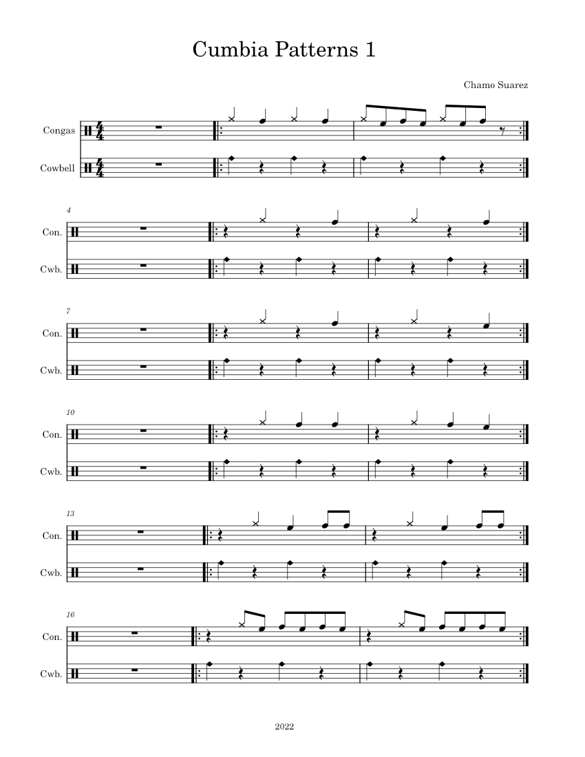 CUMBIA PATTERNS 1 – CHAMO SUAREZ Cumbia_Patterns_1 Sheet music for ...