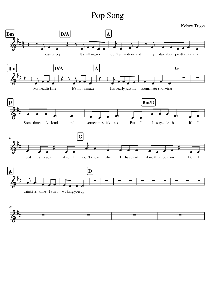 Pop Song Sheet music for Piano (Solo) Easy | Musescore.com