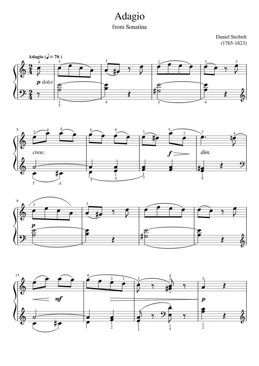 Adagio – Daniel Steibelt Sheet Music for Piano (Solo) Easy | MuseScore.com