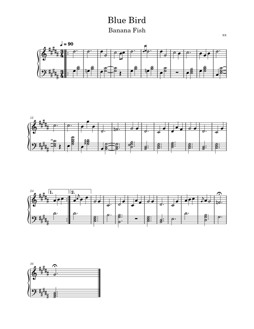 Blue Bird Sheet music for Piano (Solo) Easy | Musescore.com