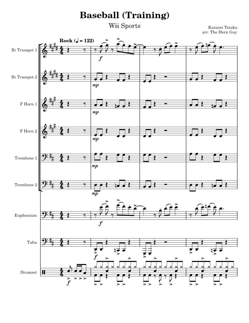 Baseball (Training) Arranged For Brass Octet & Drumset Sheet music for ...
