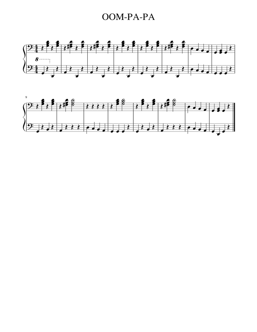 OOM PA PA Sheet music for Piano (Solo) | Musescore.com