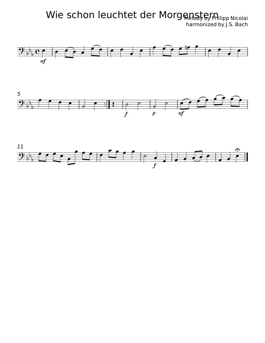 Wie schön leuchtet der Morgenstern - Philipp Nicolai Sheet music for ...