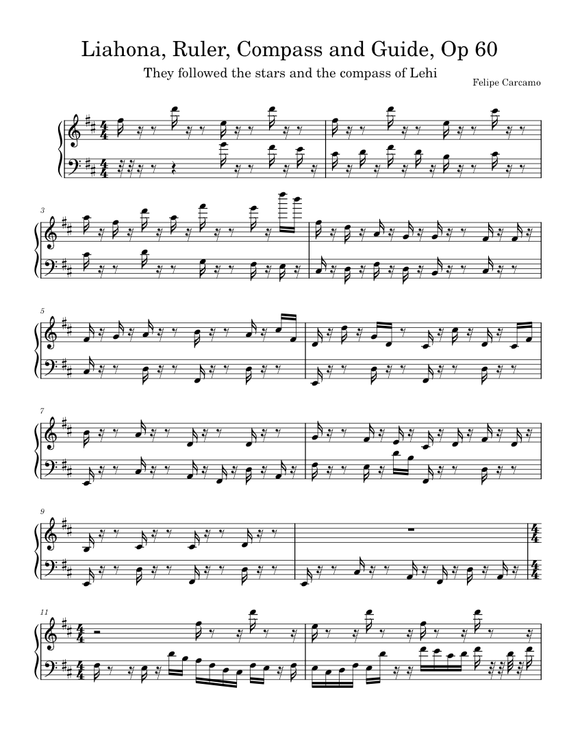 Liahona, Ruler, Compass and Guide, Op 60 Sheet Music for Piano (Solo ...