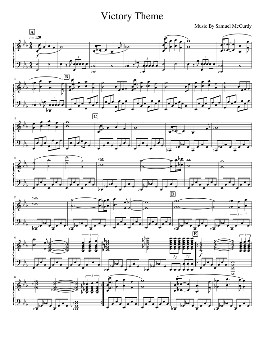 Victory Theme - Music By Samuel McCurdy Sheet music for Piano (Solo ...