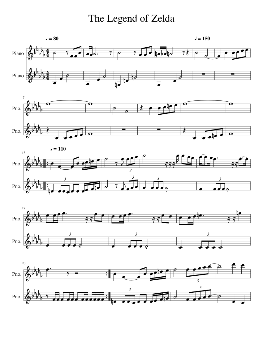 The Legend of Zelda (Rough Draft) Sheet music for Piano (Piano Duo ...