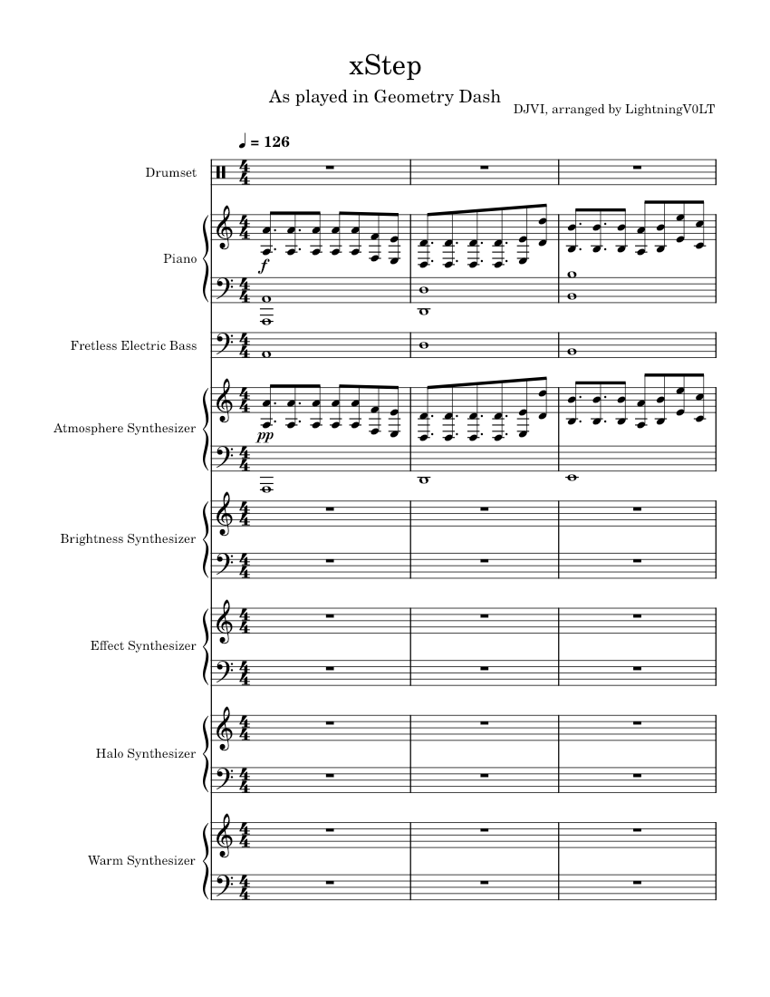 xStep Sheet music for Piano, Bass guitar, Drum group, Synthesizer ...