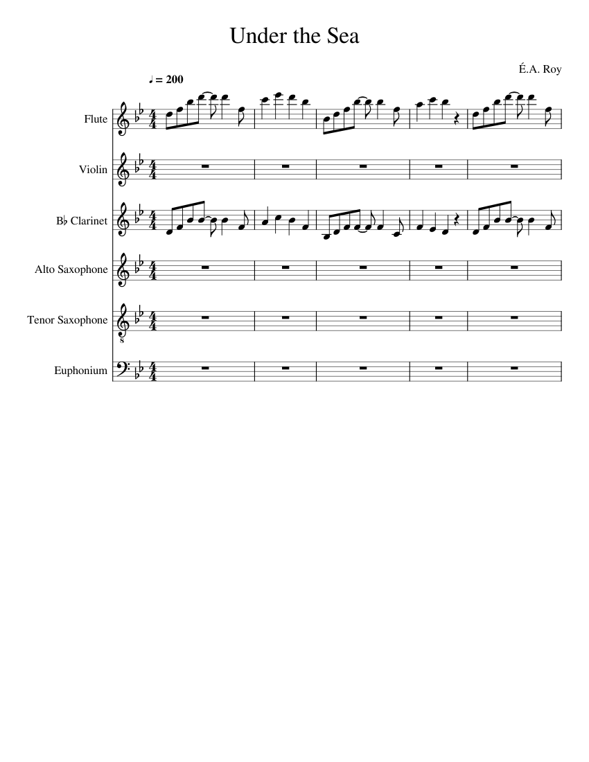 Under the Sea Arrangement Sheet music for Euphonium, Flute, Clarinet in ...