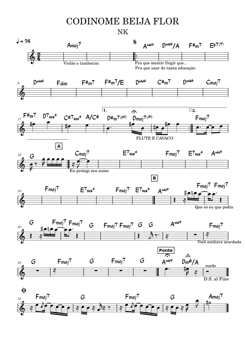 Codinome beija-flor – Cazuza Sheet Music for Piano (Solo) | MuseScore.com