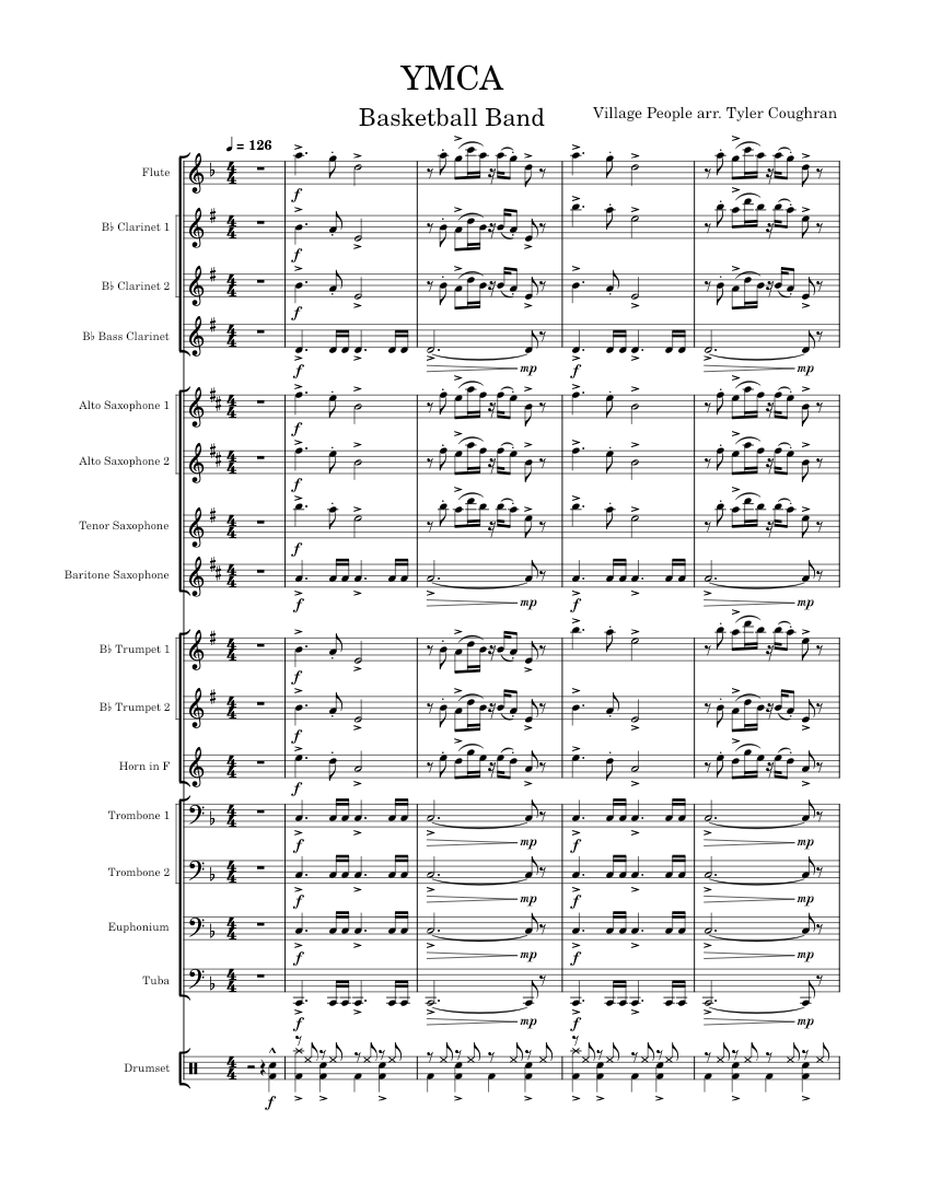 YMCA – Village People YMCA for Pep Band Sheet Music for Trombone ...