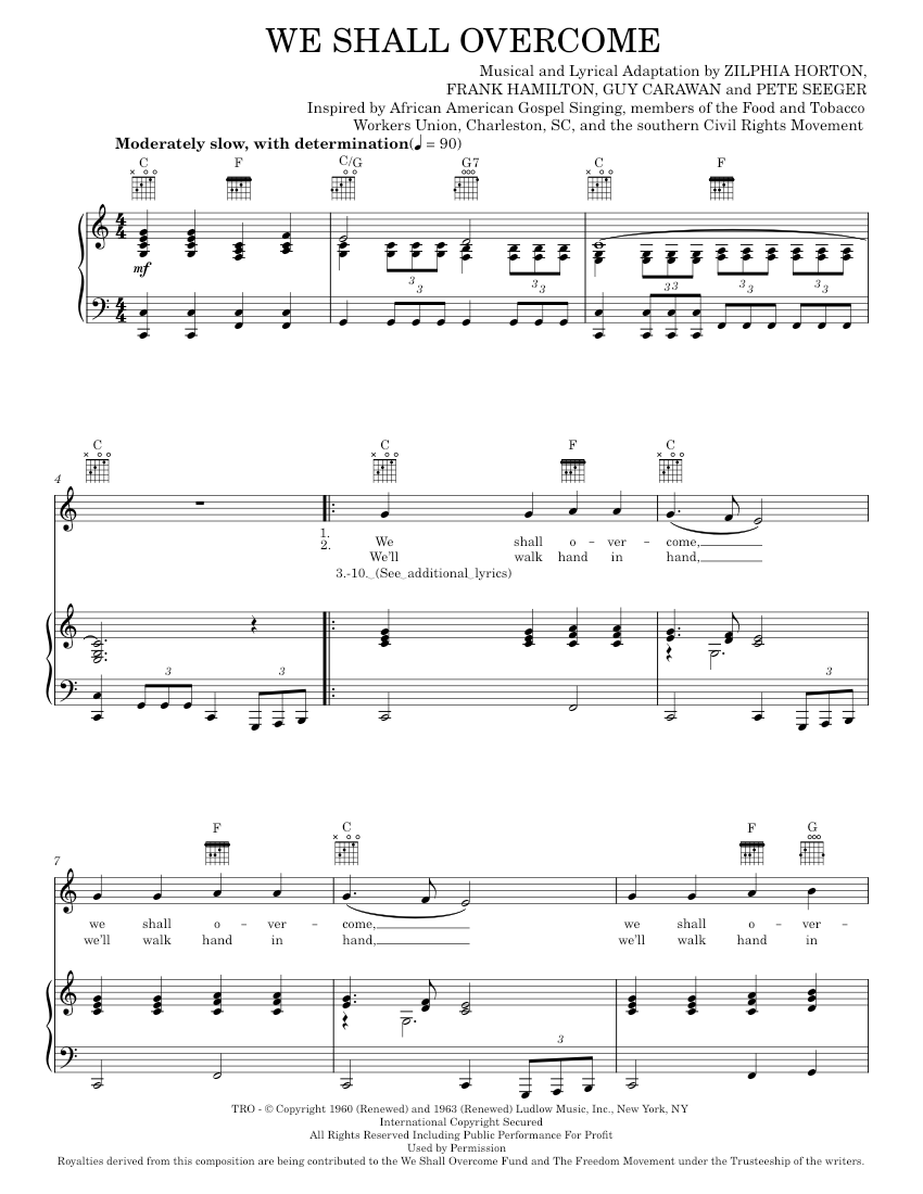 We Shall Overcome Sheet music for Piano, Vocals: Music Notes