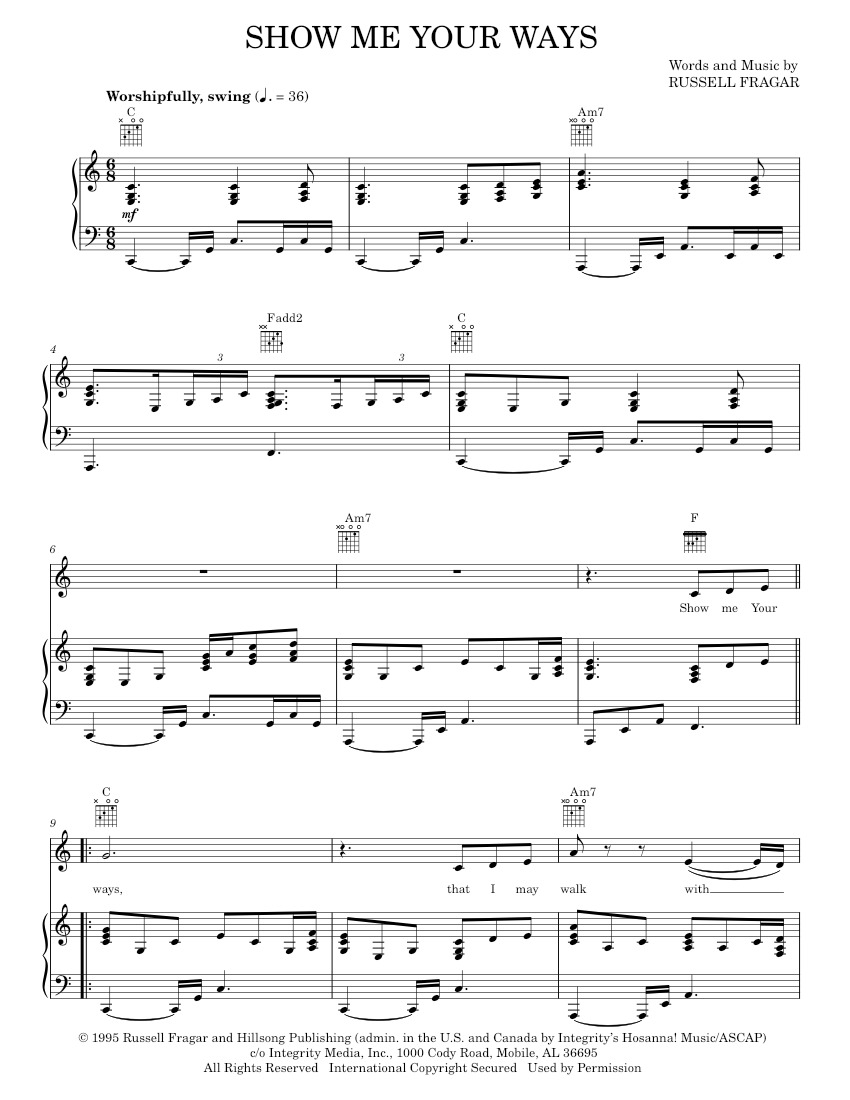Play Official version of Show me your ways Sheet Music by Russell ...