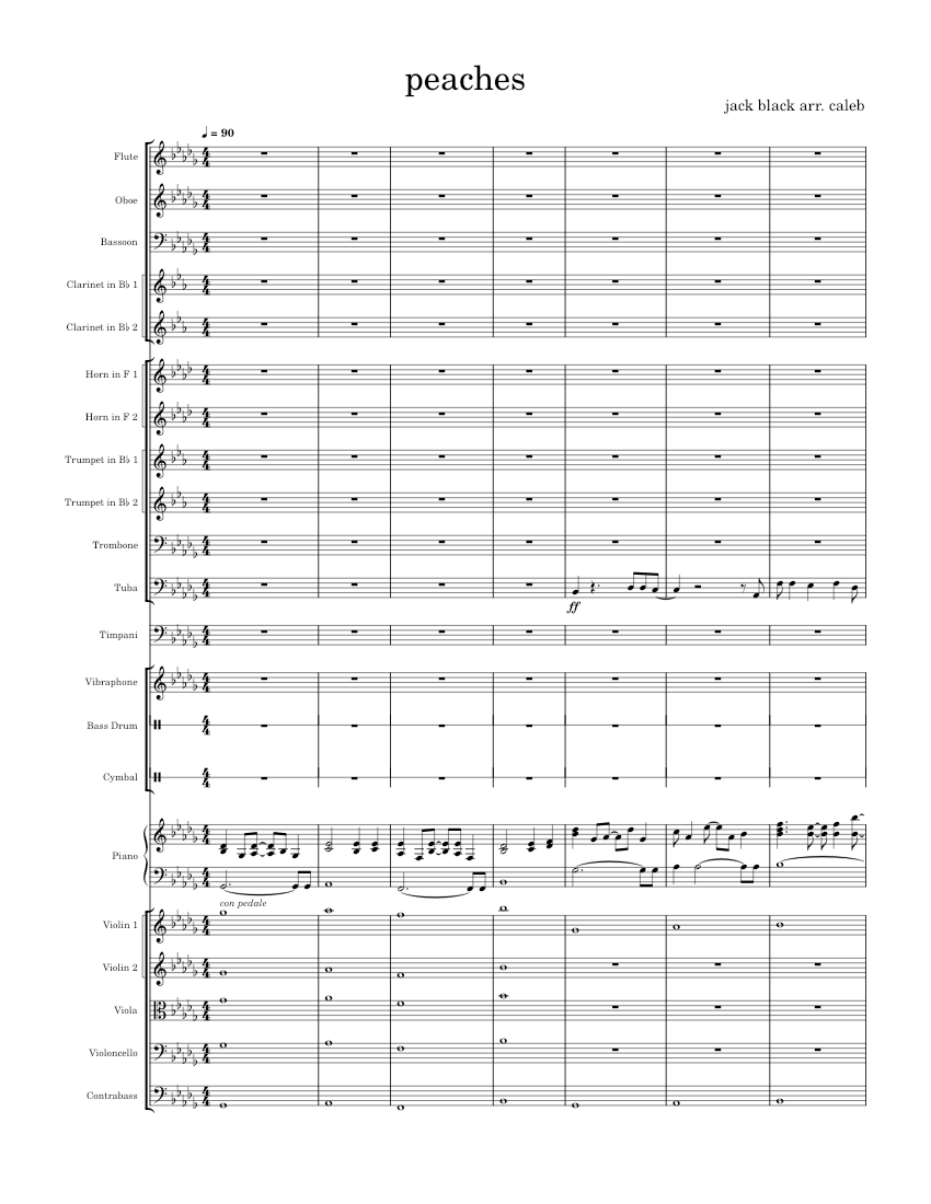 Peaches – Jack Black Sheet Music for Piano, Trombone, Tuba, Flute ...