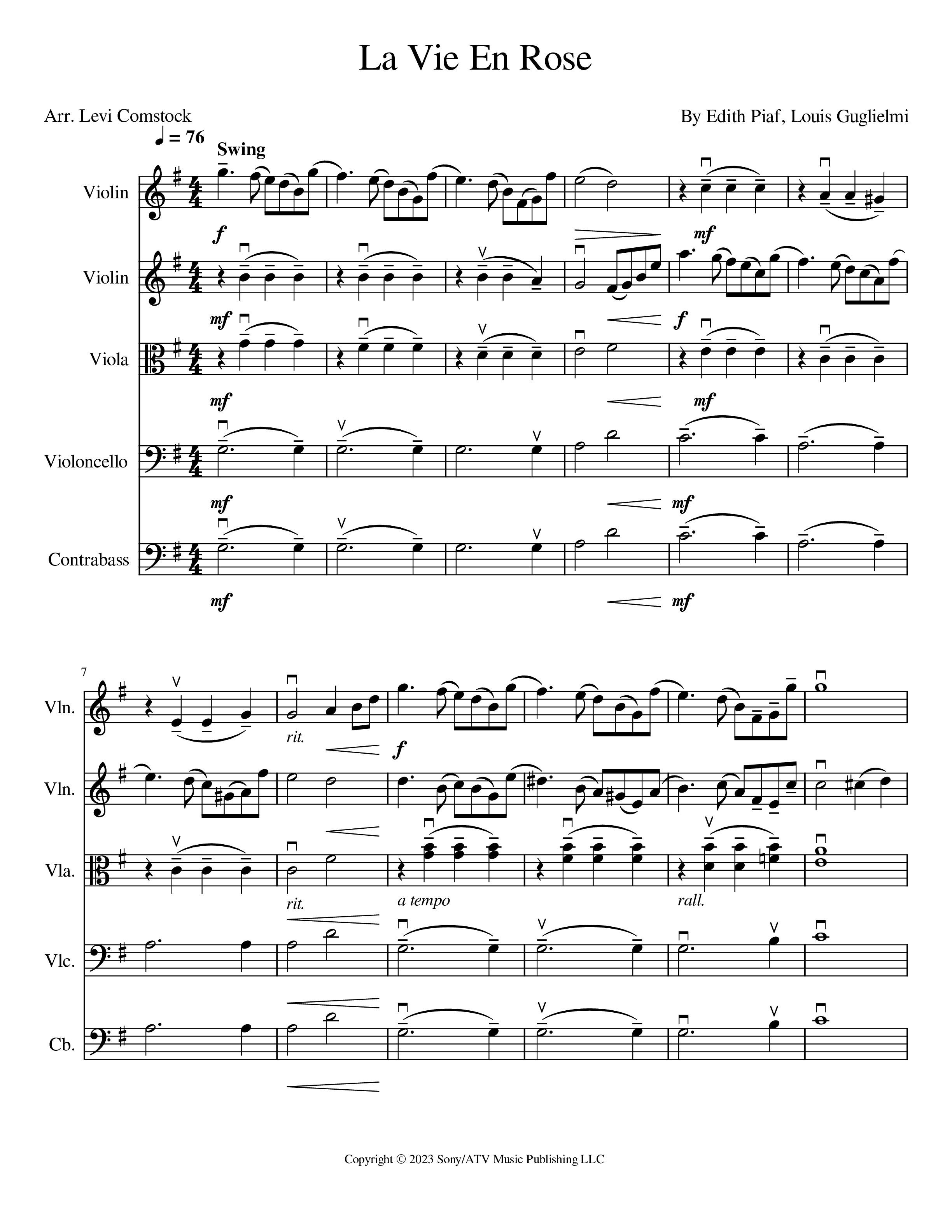 Play Official version of La vie en rose Sheet Music by Édith Piaf ...