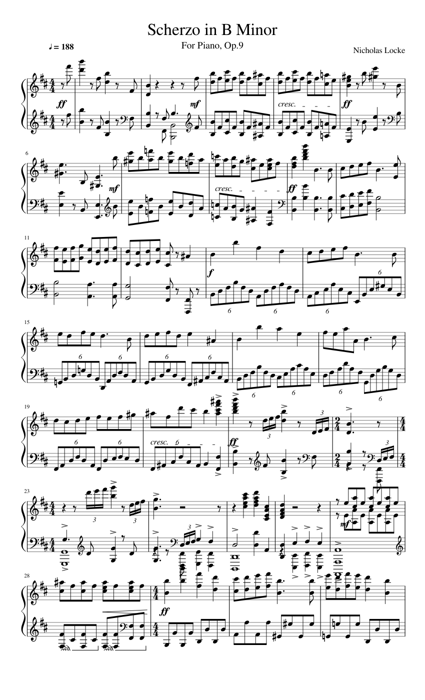 Scherzo in B Minor Sheet Music for Piano (Solo) | MuseScore.com