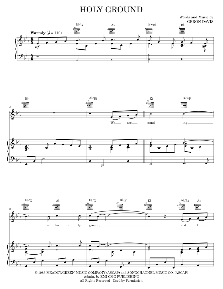 Play Official version of Holy Ground Sheet Music by Geron Davis for ...