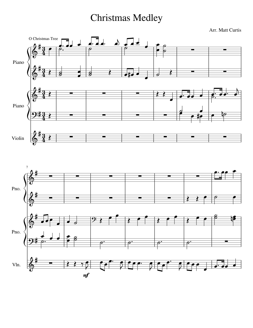 Christmas Medley Sheet music for Piano, Violin (Mixed Trio) | Musescore.com