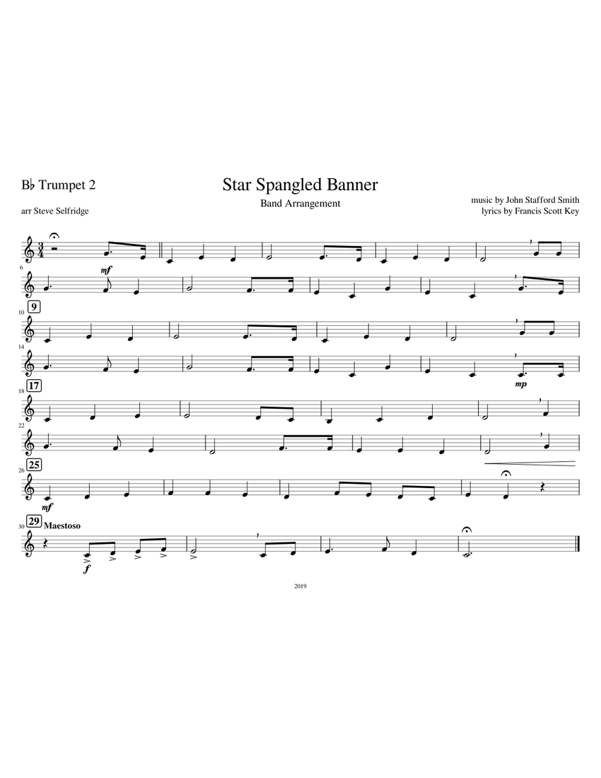 Star Spangled Banner Flip Folder-Trumpet 2 Sheet music for Trumpet (In ...