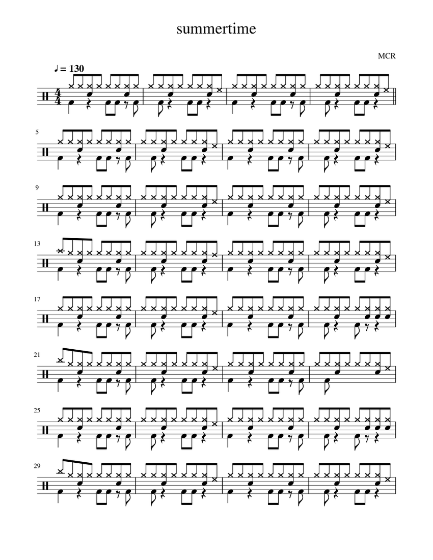 Summertime Sheet music for Drum Group (Solo) | Musescore.com