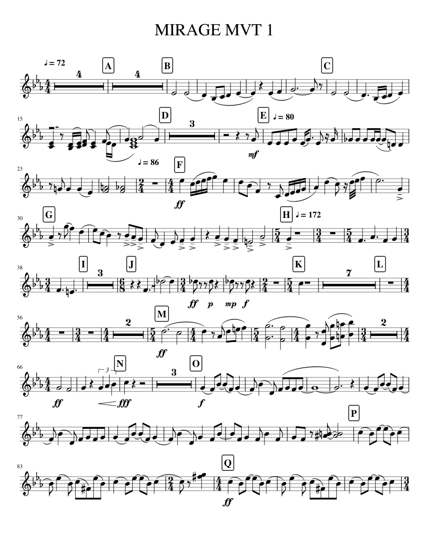 MIRAGE MVT 1 Sheet music for Mellophone (Solo) | Musescore.com