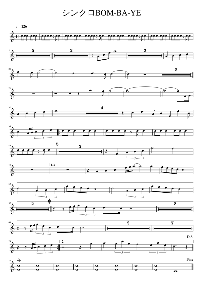 シンクロBOM-BA-YE Sheet music for Marimba (Solo) | Musescore.com
