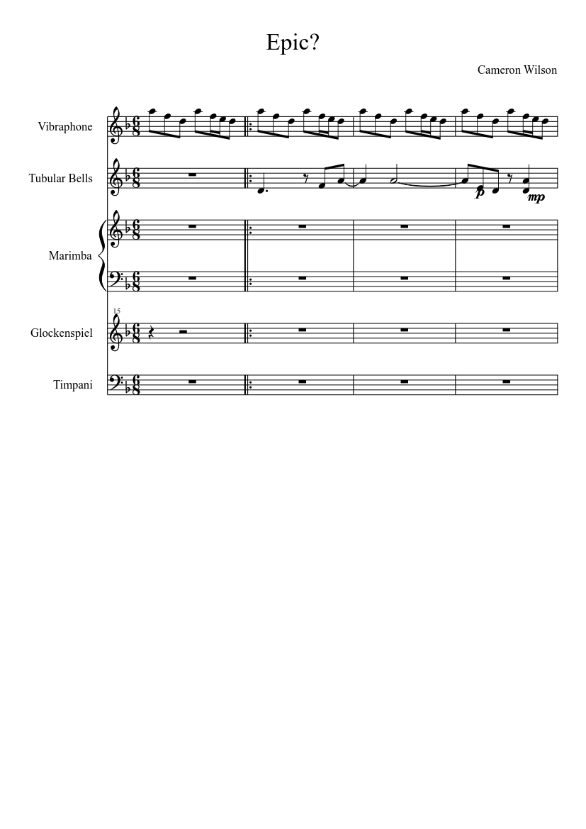 Epic? (revised) Sheet music for Timpani (Solo) | Musescore.com