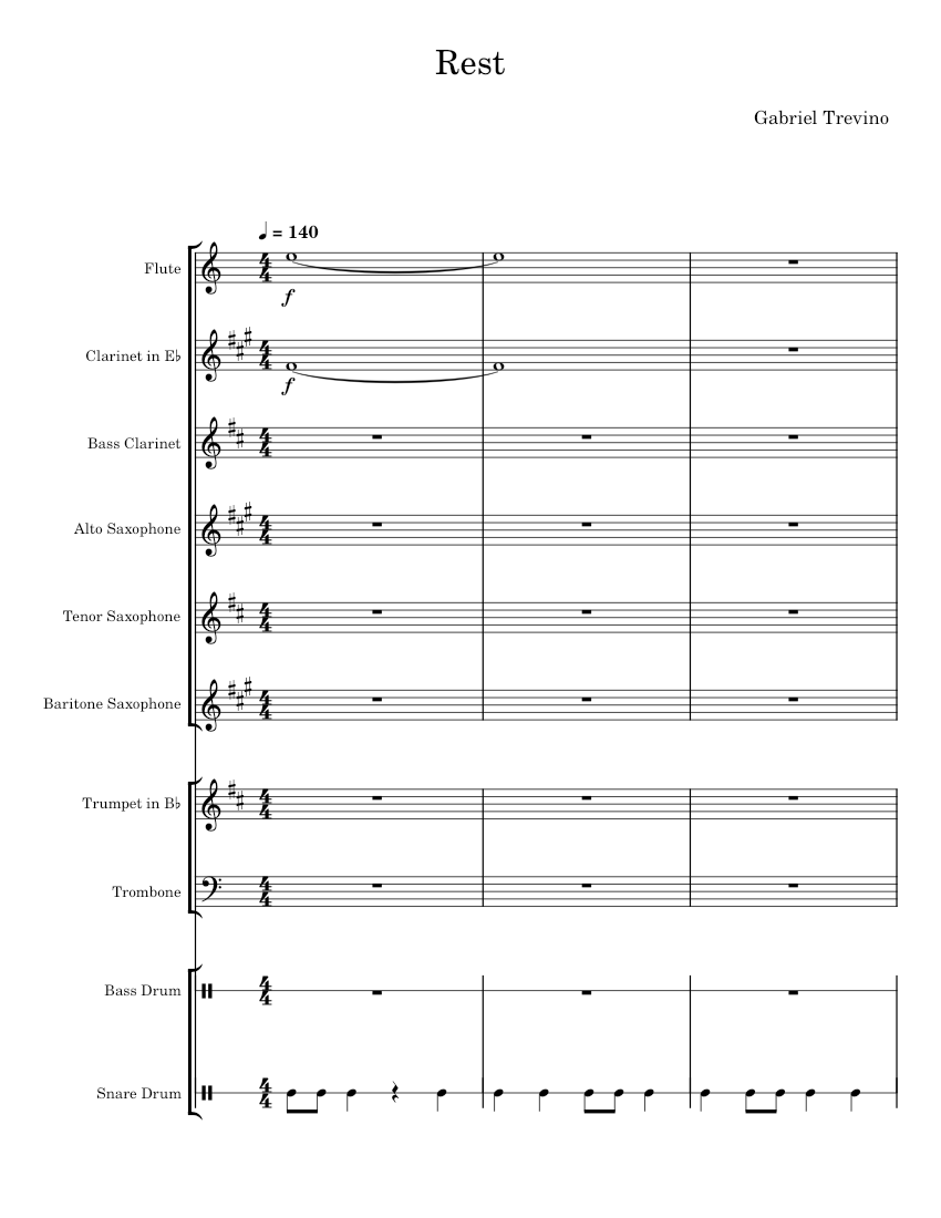 Rest Sheet music for Trombone, Flute, Saxophone alto, Saxophone tenor ...