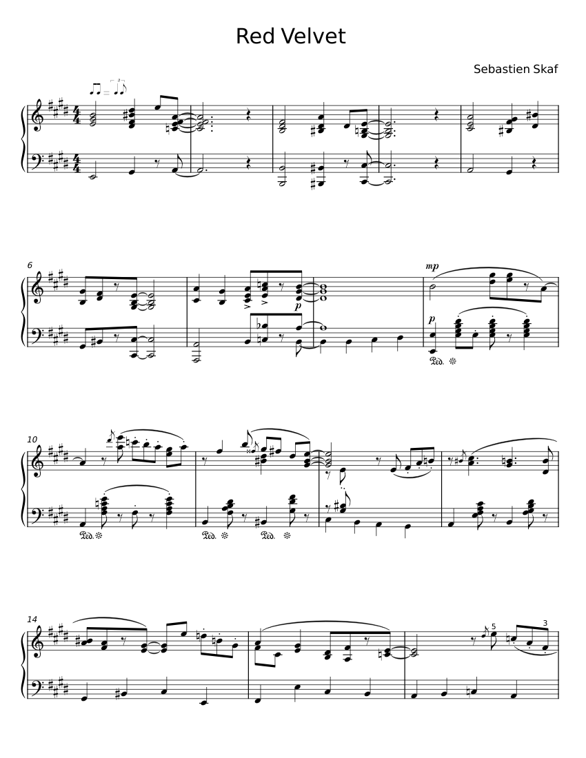 Red Velvet - Sebastien Skaf Sheet music for Piano (Solo) | Musescore.com