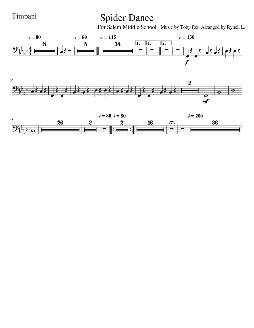 Spider Dance Timpani Sheet music for Timpani (Solo) | Musescore.com