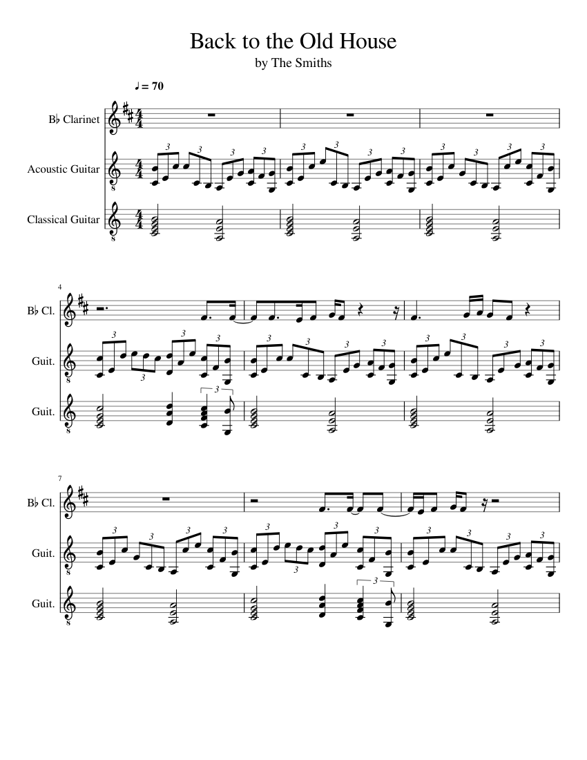 Back to the Old House by The Smiths Sheet music for Clarinet in b-flat ...