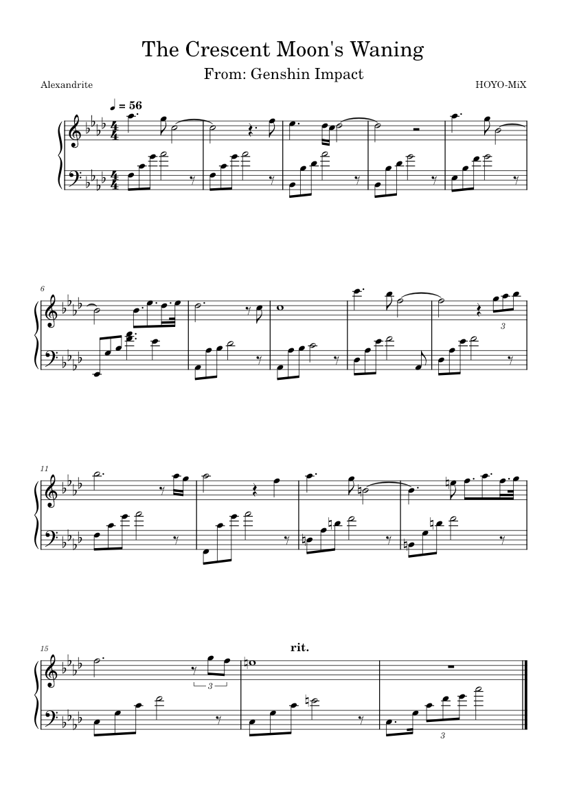 The Crescent Moon's Waning – HOYO-MiX (Genshin Impact) Sheet music for ...