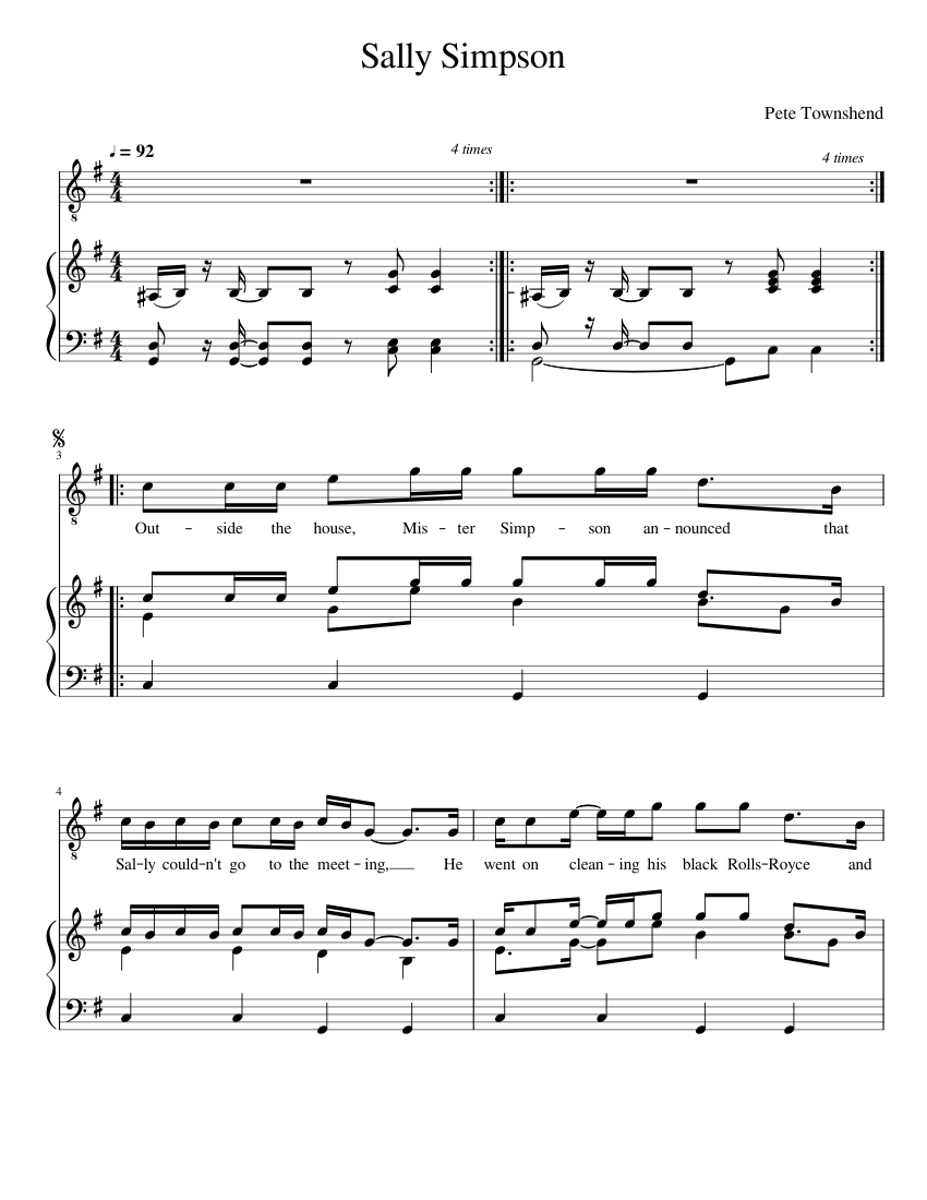 Sally Simpson (Vocal Score) Sheet music for Piano, Vocals (Piano-Voice ...