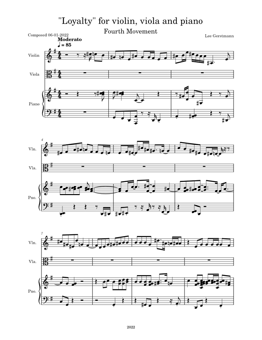 Loyalty for violin, viola and piano 4 Sheet music for Piano, Violin ...