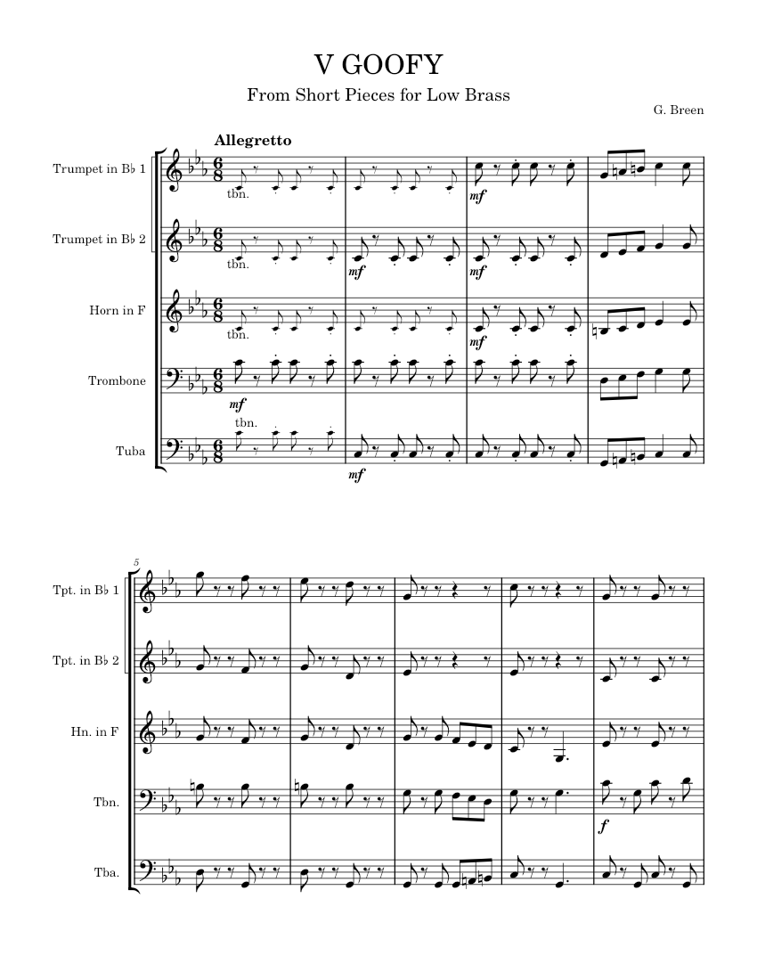 V Goofy Sheet music for Trombone, Tuba, French horn, Trumpet other ...
