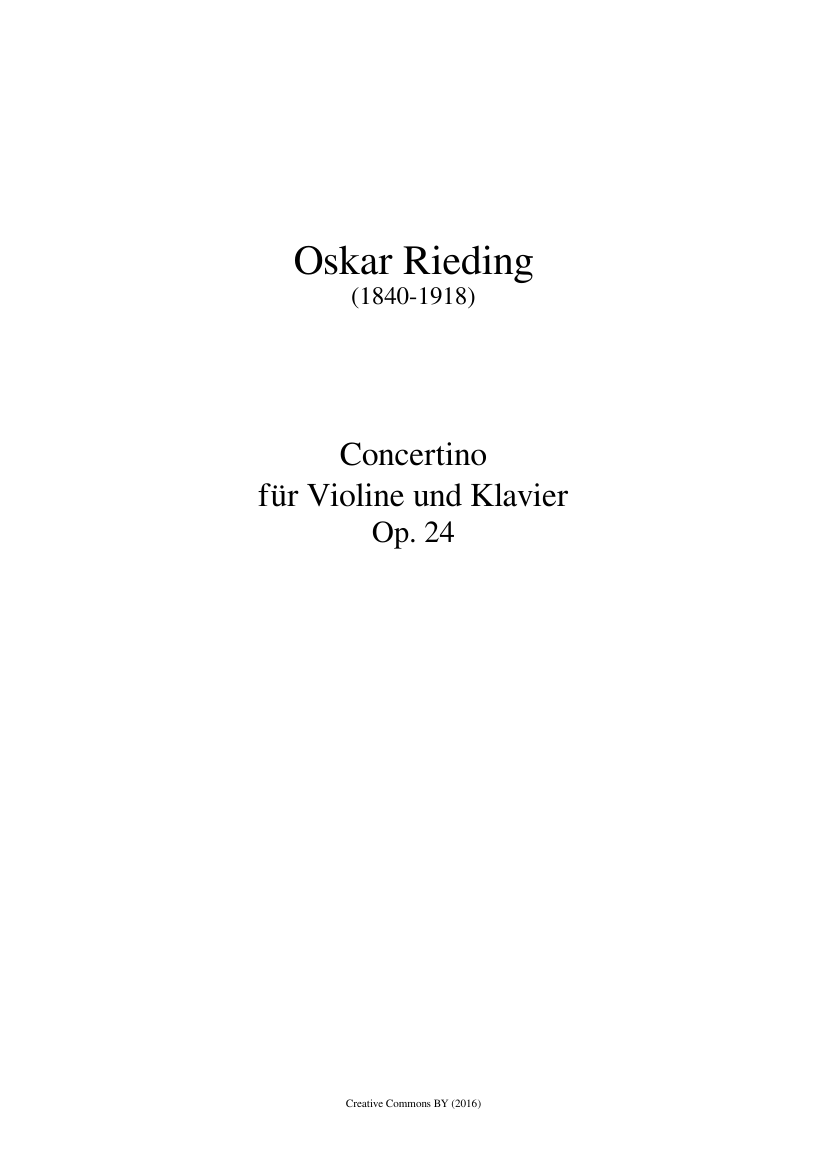 Rieding: Concertino in G Major, Op. 24 Sheet music for Piano, Violin ...