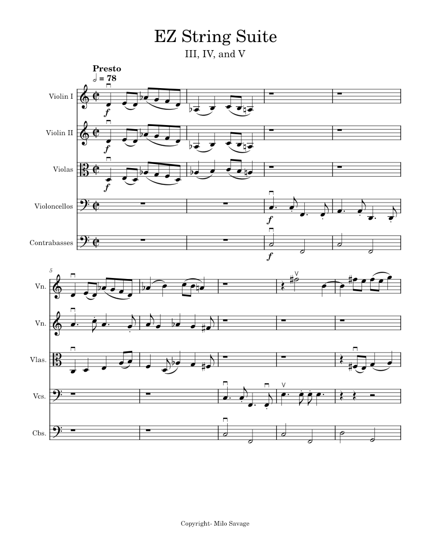 EZ String Suite, mvm III, IV, and V Sheet music for Violin, Strings group (String Ensemble ...