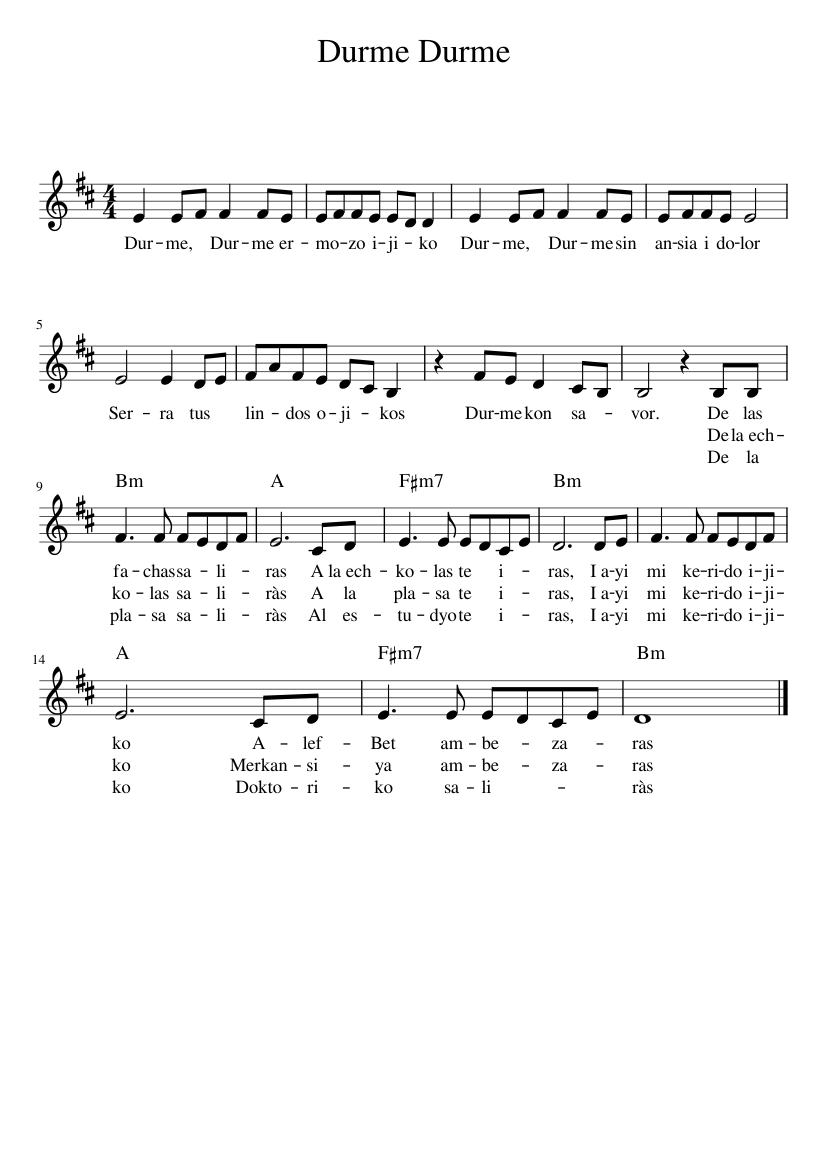 Durme Durme Sheet music for Piano (Solo) Easy | Musescore.com