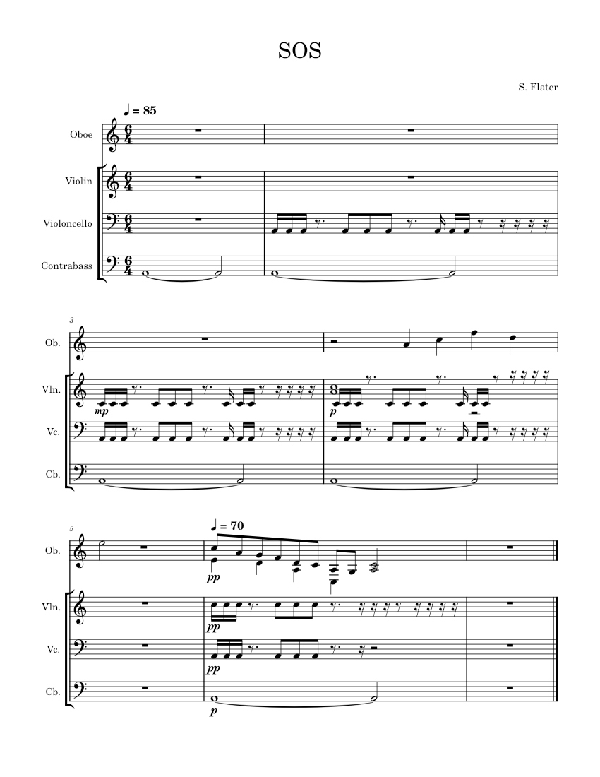 SOS Sheet music for Oboe, Violin, Cello, Woodwinds (other) (String ...